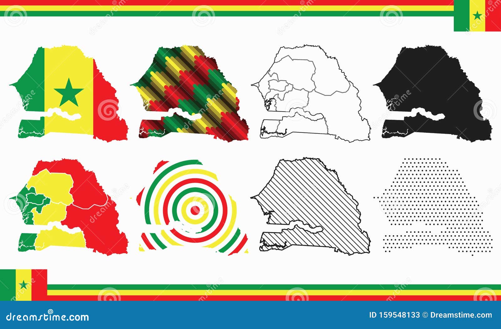 Senegal Map Vector Set stock vector. Illustration of black - 159548133