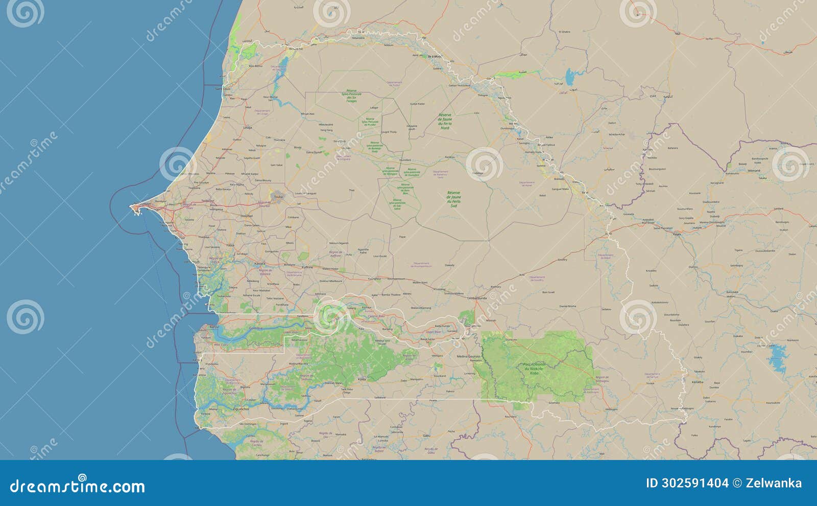 Senegal Outlined. Topo Standard Stock Illustration - Illustration of ...