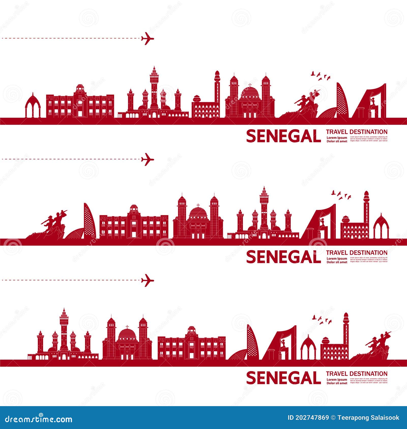Senegal Blue Travel Destination Vector Illustration Stock Vector ...