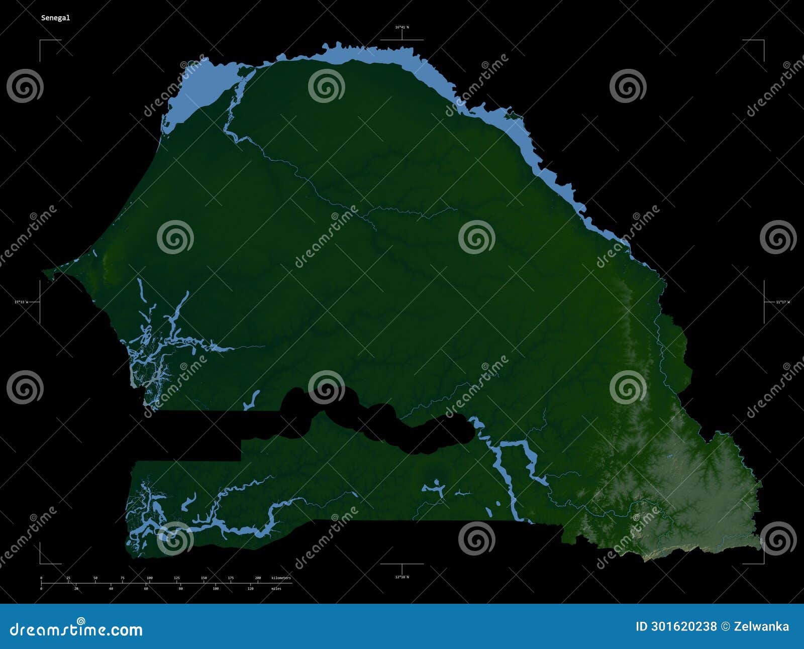 Senegal Shape on Black. Physical Stock Illustration - Illustration of ...