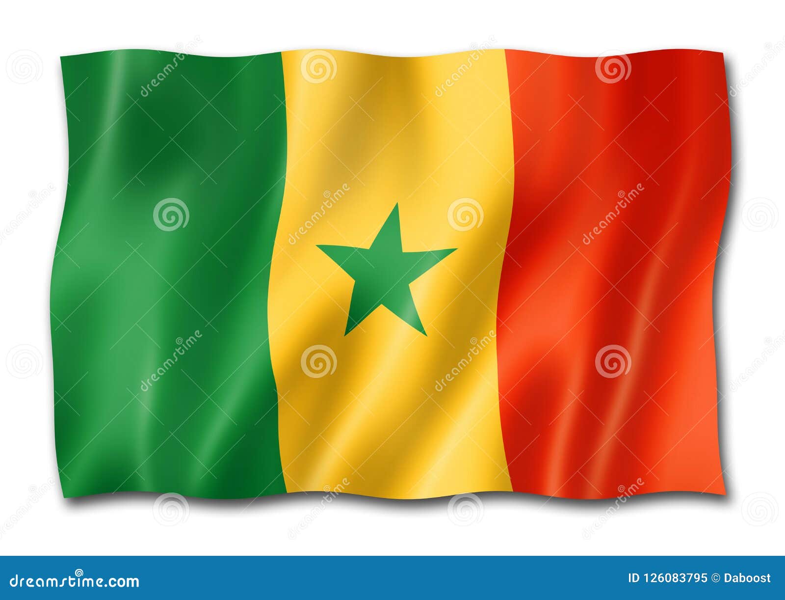 Senegalese Flag Isolated on White Stock Illustration - Illustration of ...