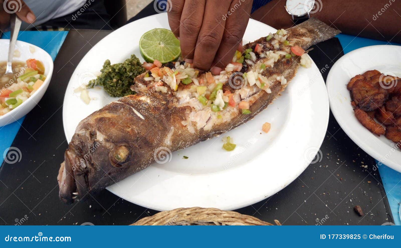 Senegalese Thiof Fish Tasting Stock Image - Image of meal, dakar: 177339825