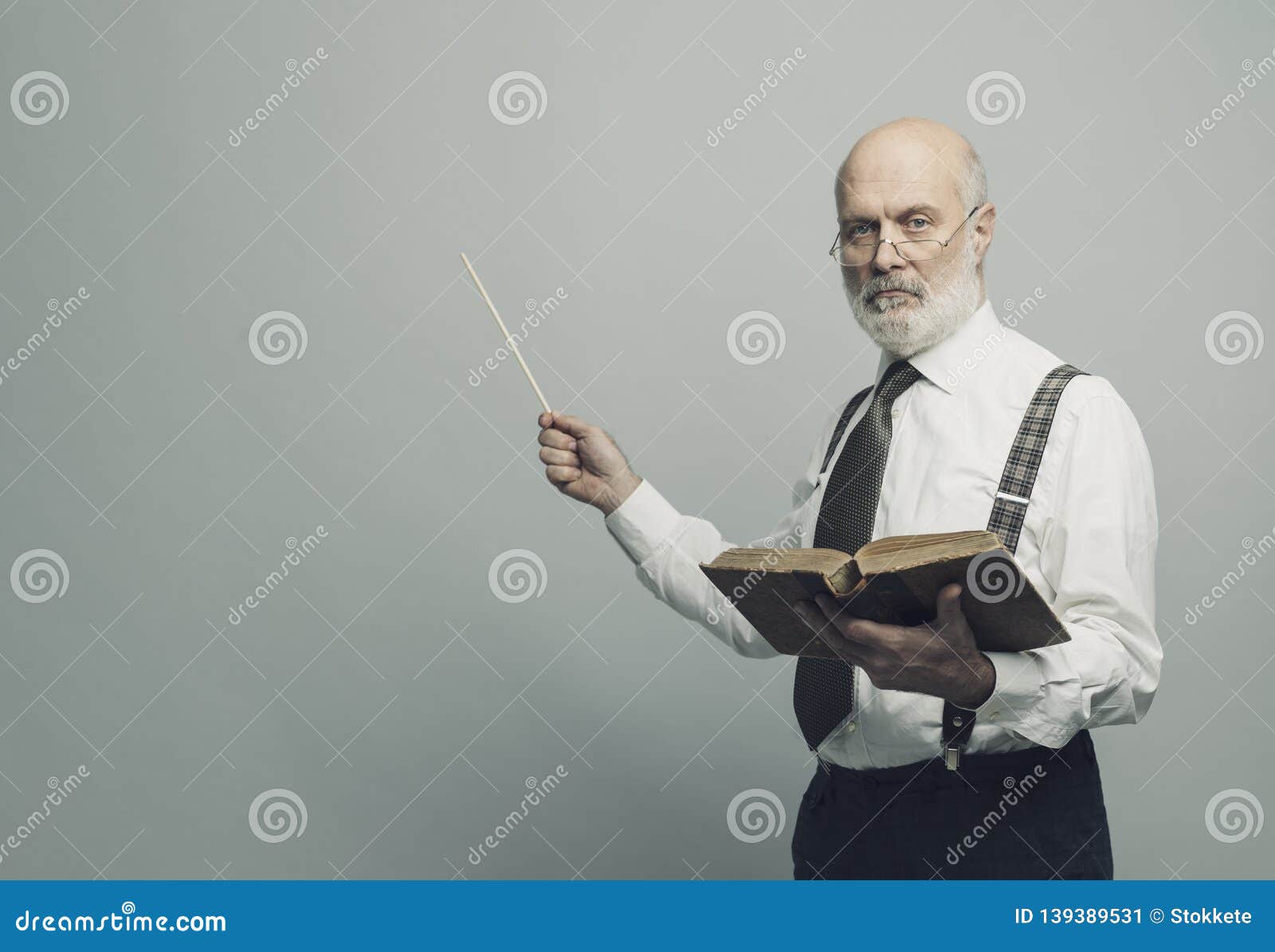 Senior Academic Professor Giving a Lecture Stock Image - Image of book ...