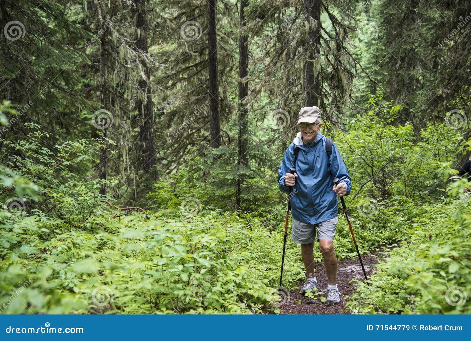 Senior active man hiking stock image. Image of outside - 71544779