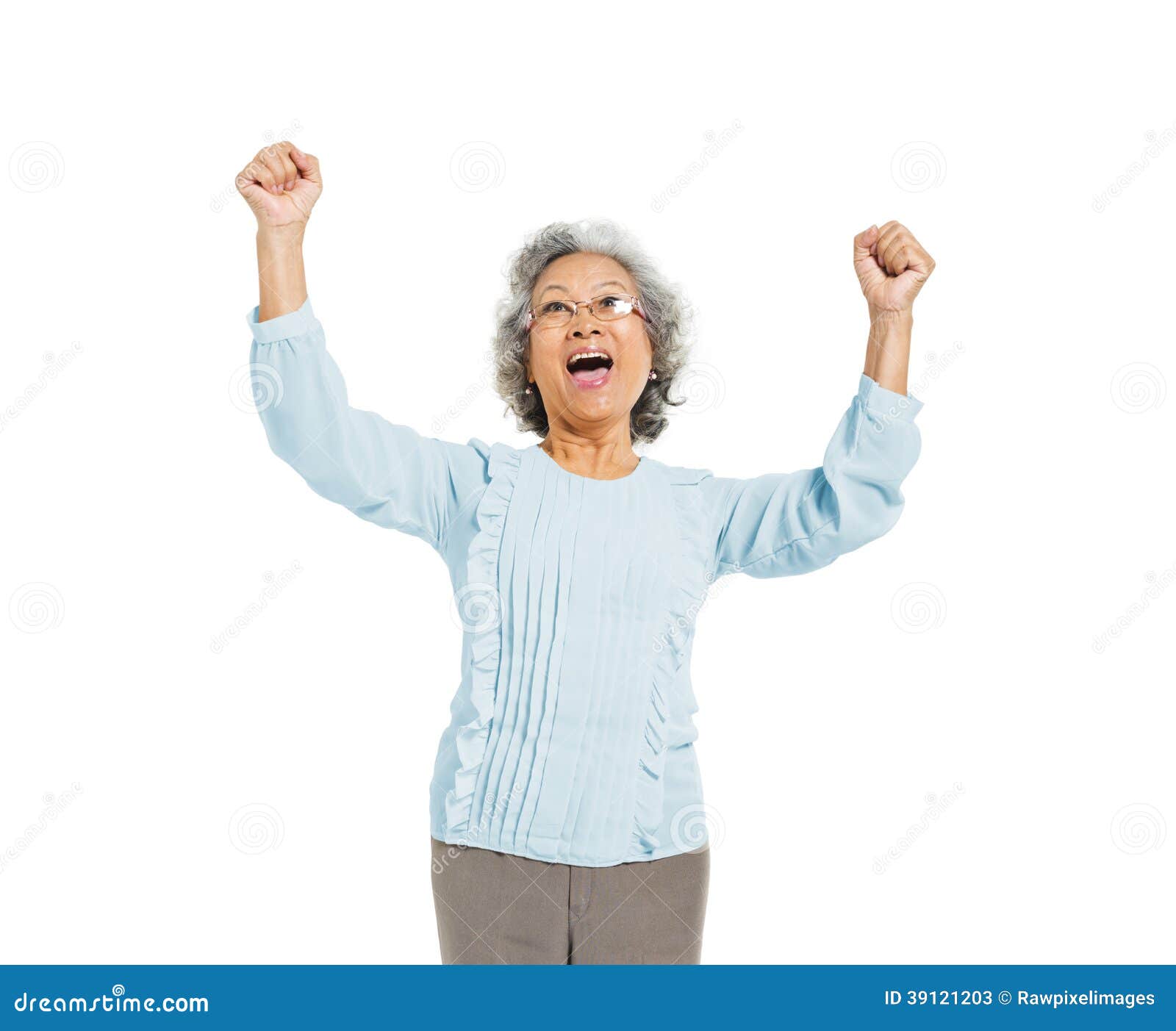 Senior Adult Celebrating on White Background Stock Image - Image of ...