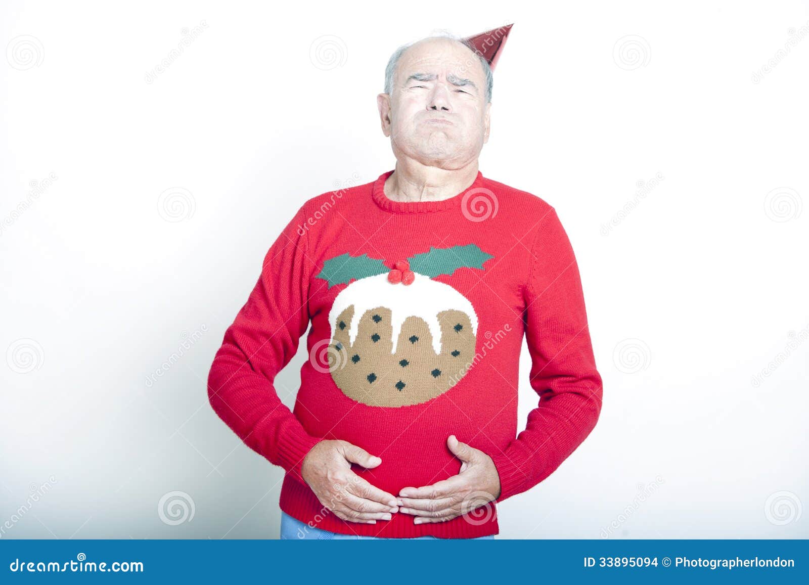 Senior Adult Man Indicating that he is Full Up Stock Photo - Image of ...