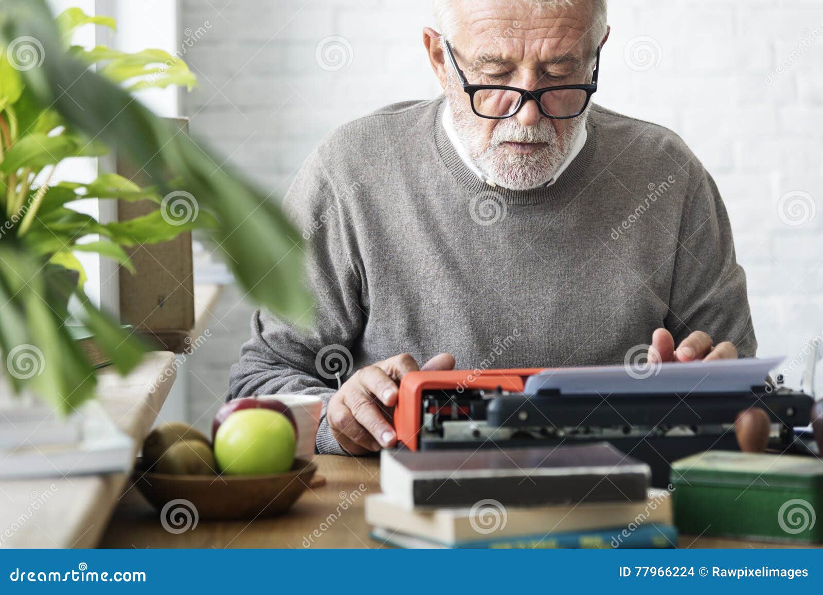 Old Man Typing On A Typewriter Royalty-Free Stock Photography ...