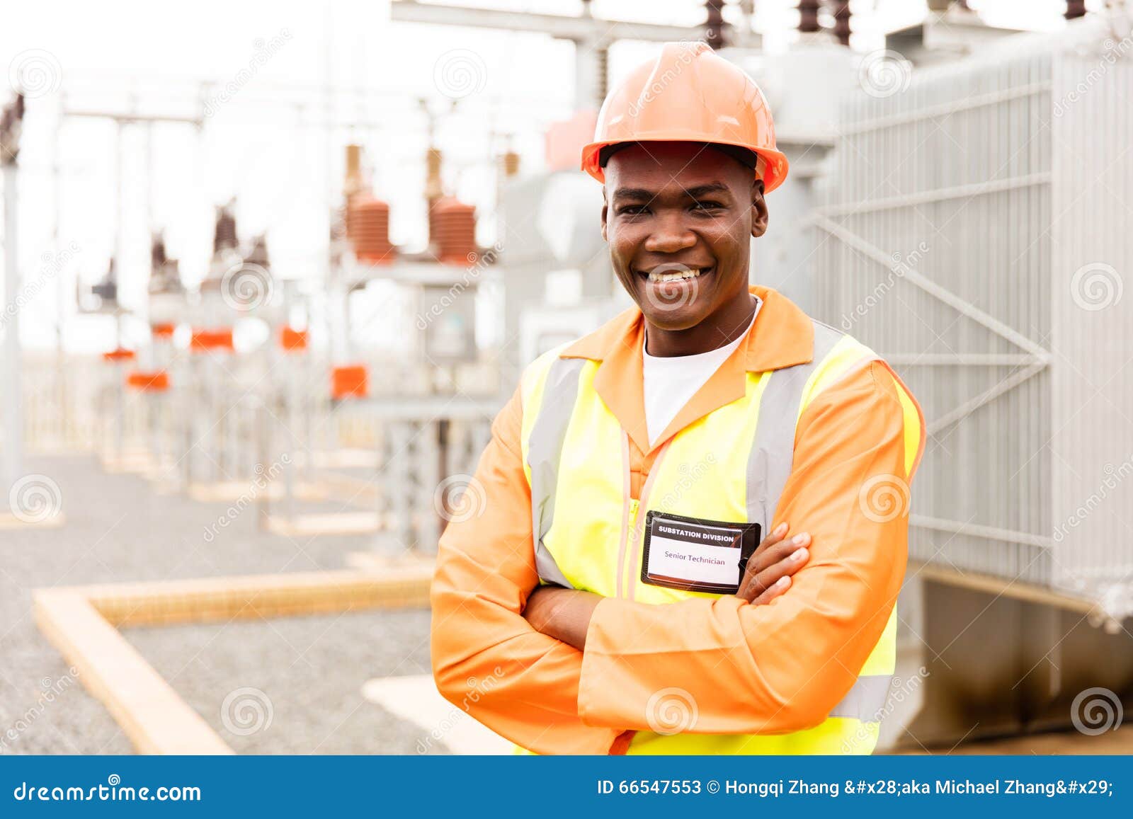 Senior african technician stock image. Image of hardhat - 66547553