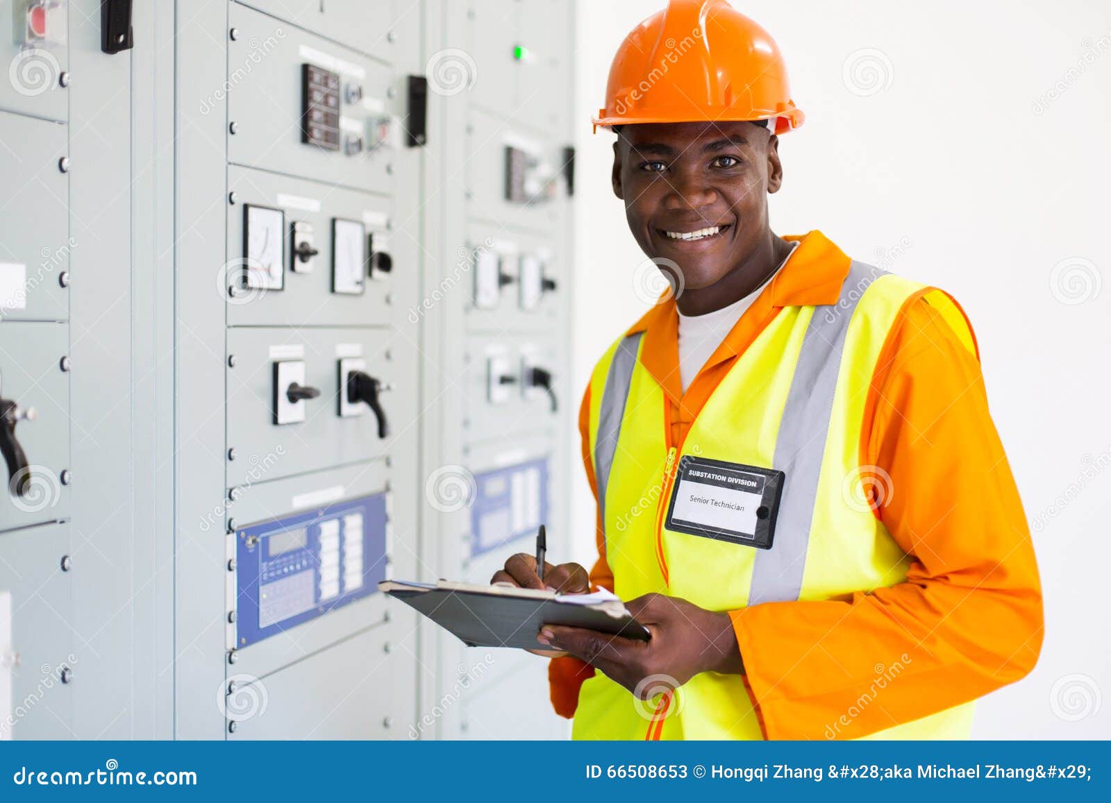 Senior african technician stock image. Image of electrician - 66508653