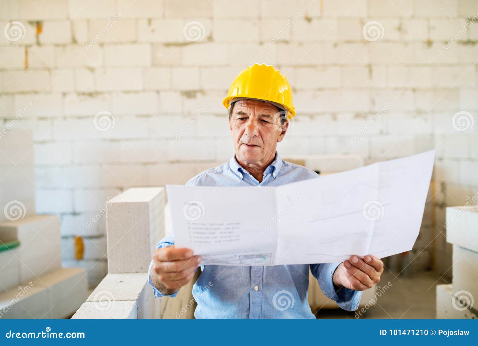 Senior Architect or Civil Engineer at the Construction Site. Stock ...