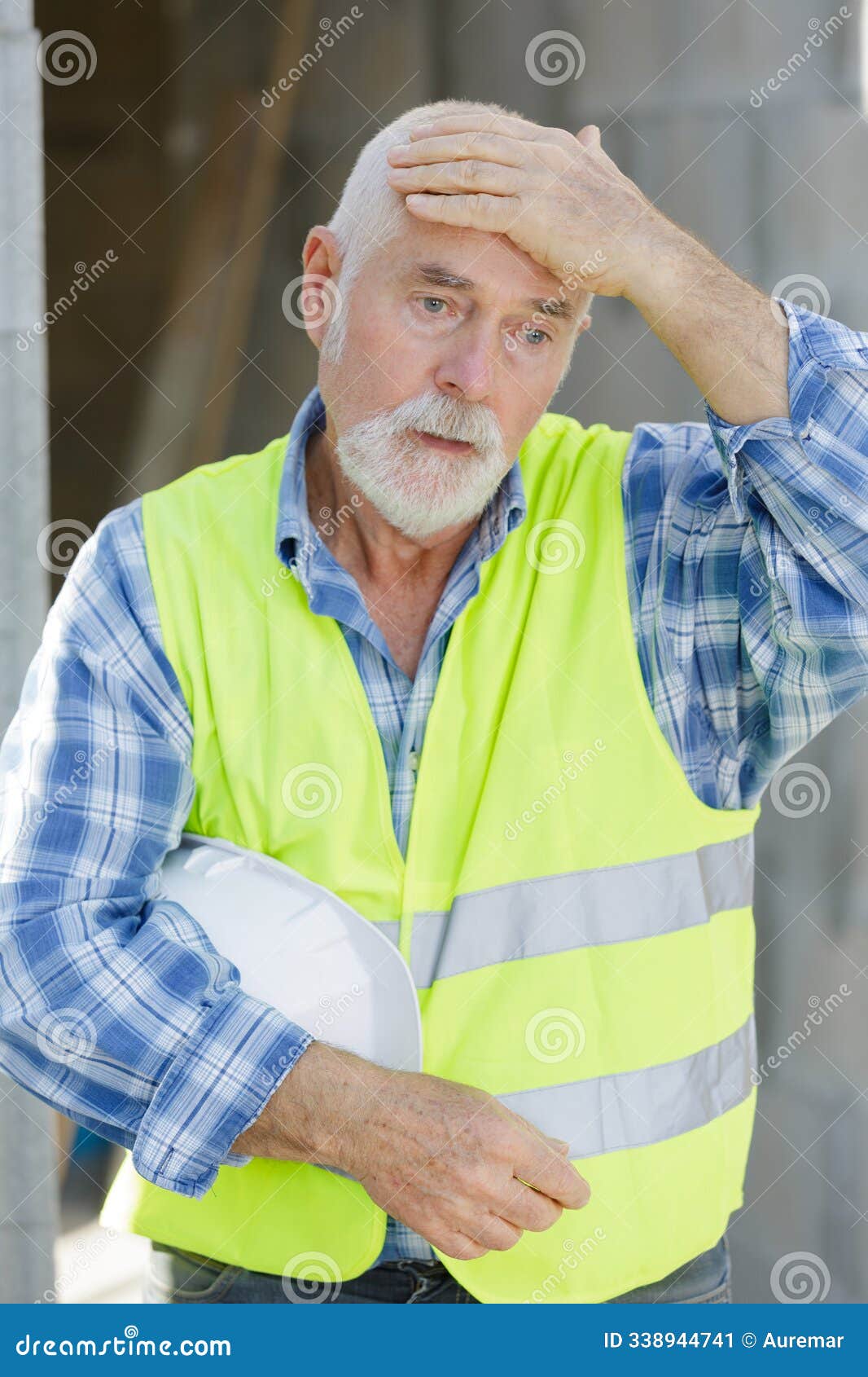 Senior Architect or Engineer Stressful Keeping Hands on Head Stock ...