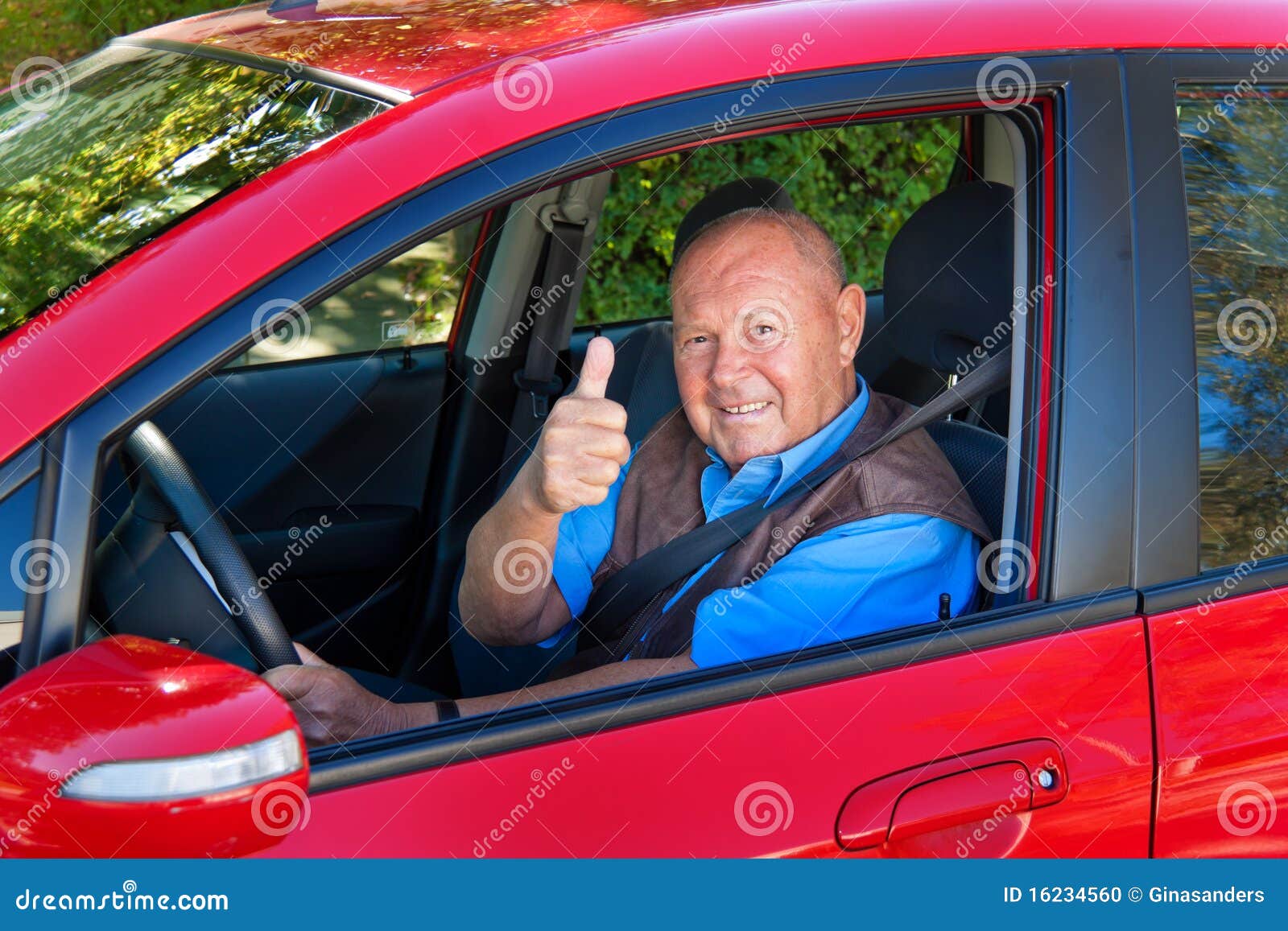 Senior as a car driver stock photo. Image of strapped - 16234560