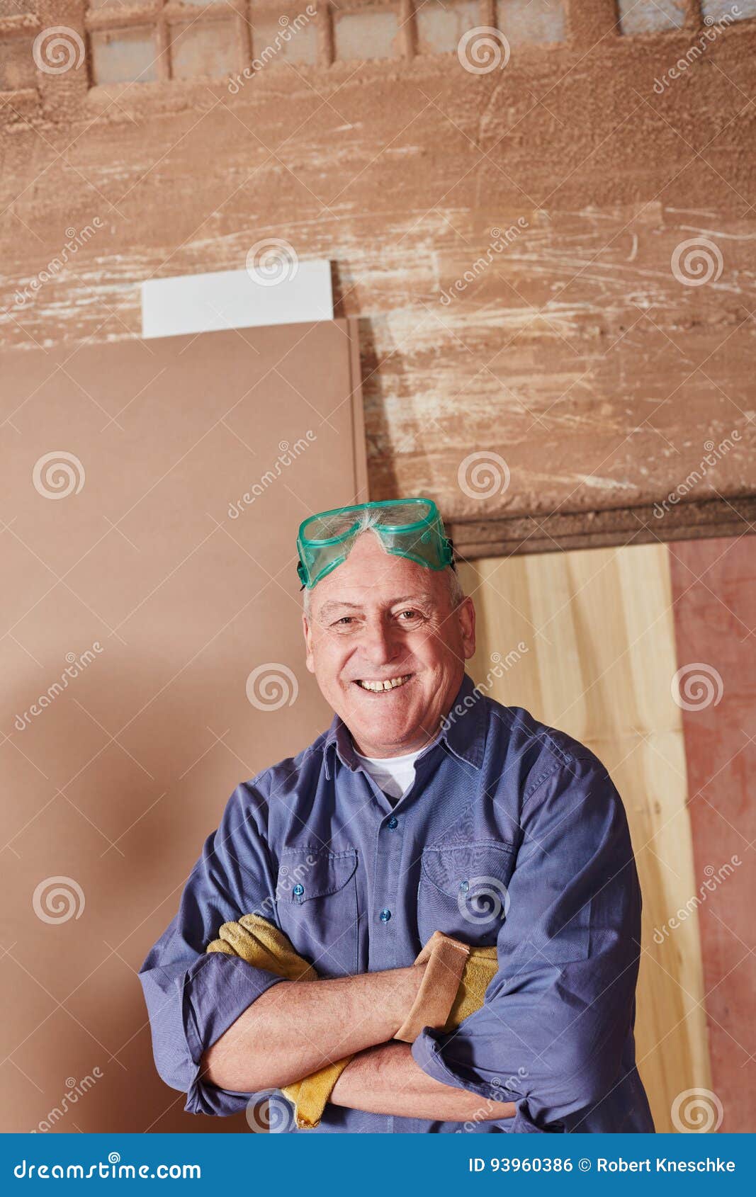Senior As Carpentry Workshop`s Boss Stock Photo - Image of blue ...