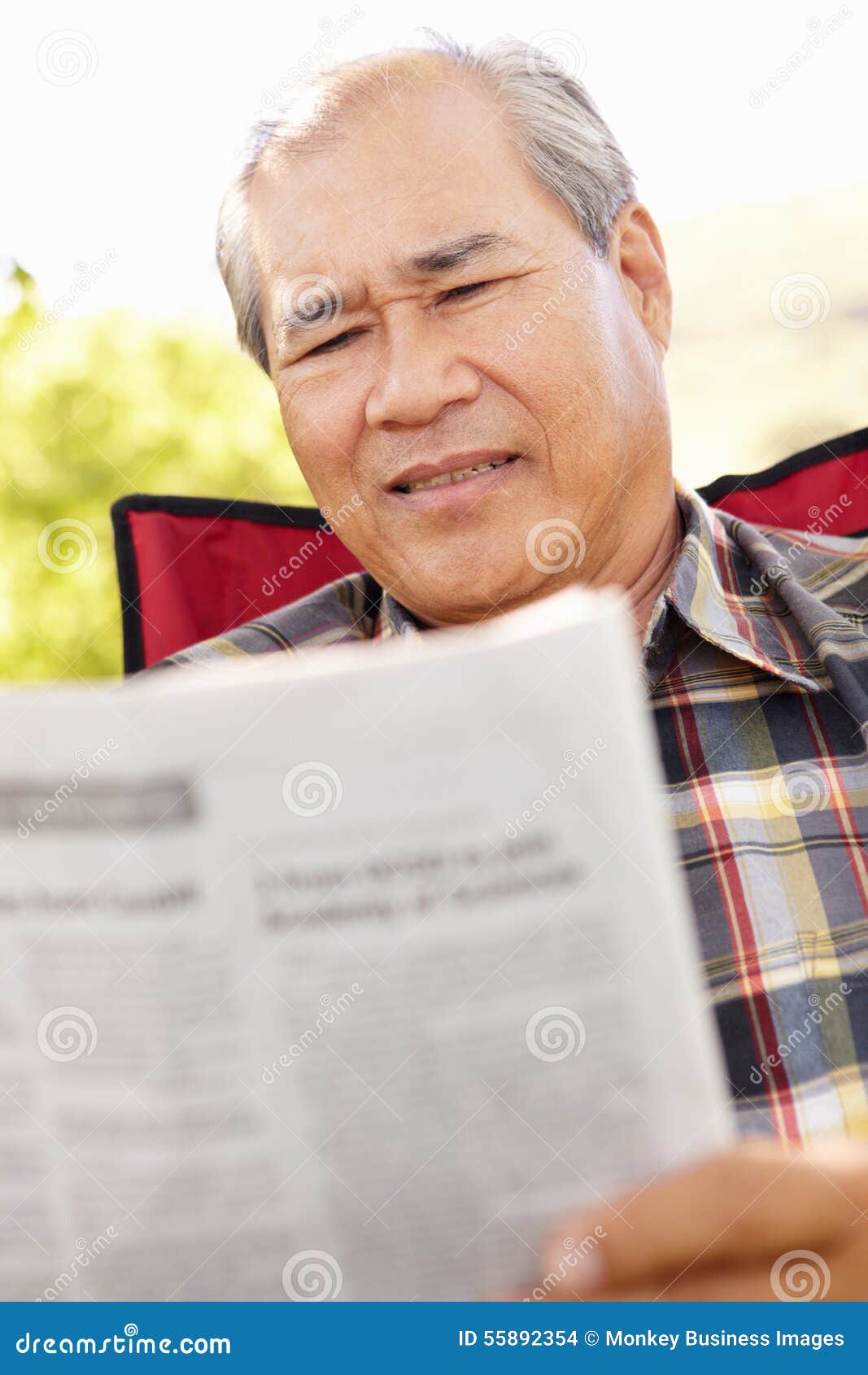 Senior Asian Man Reading Outdoors Stock Photo - Image of handsome ...