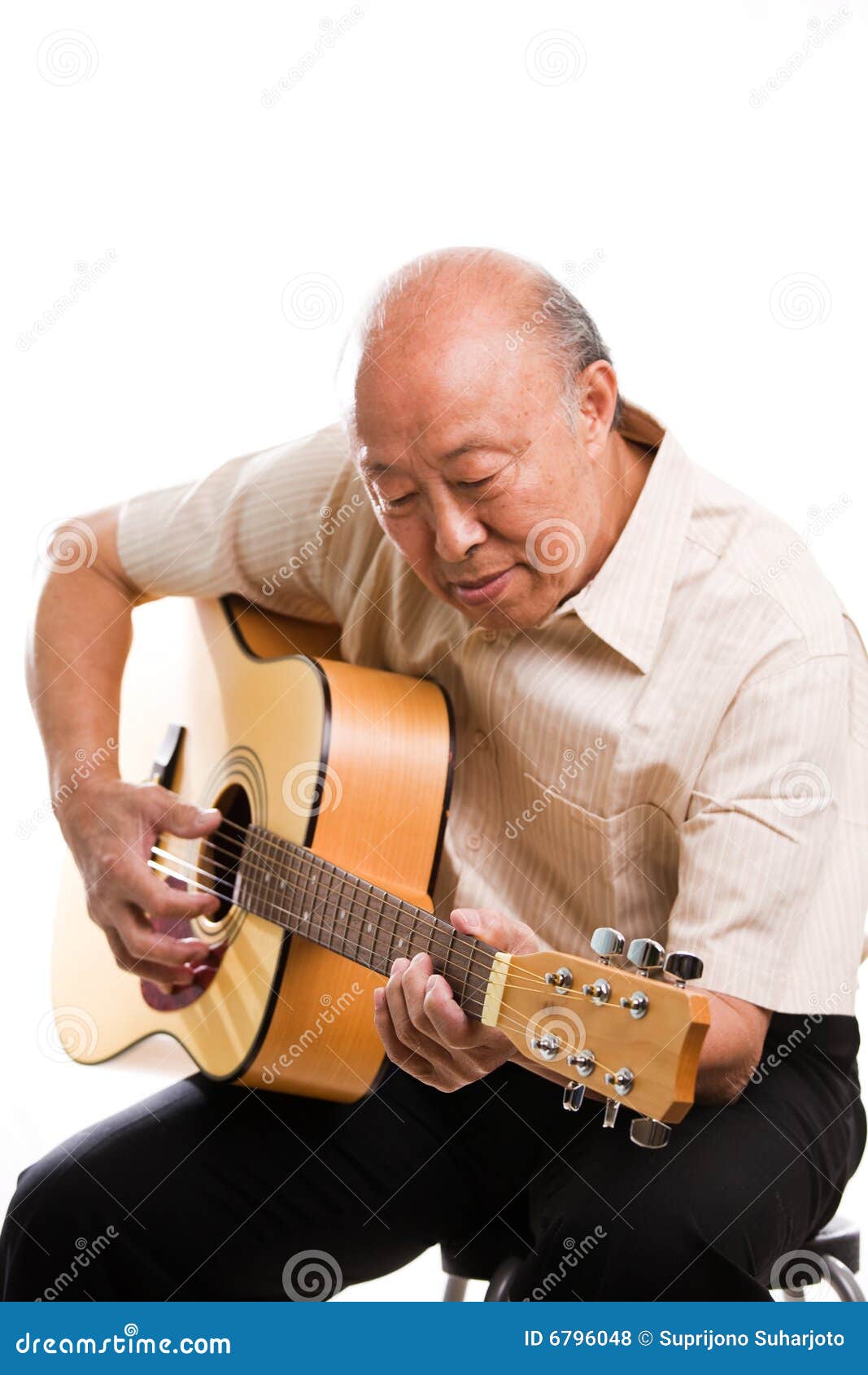Senior Asian Playing Guitar Stock Photo - Image of musician, playing ...