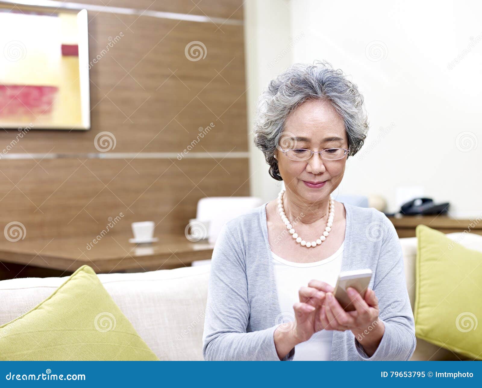 Senior Asian Woman Using Cellphone Stock Image - Image of lifestyle ...