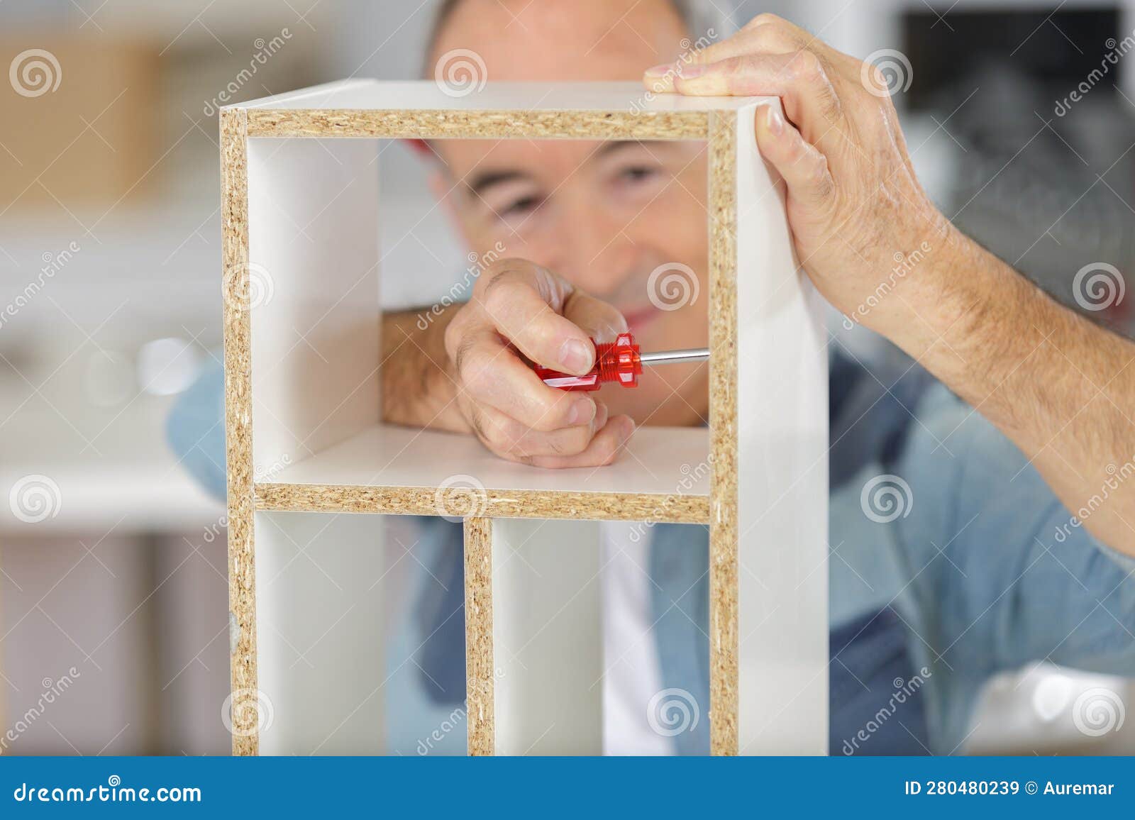 Senior Assembling Flat Pack Furniture Stock Image - Image of ...