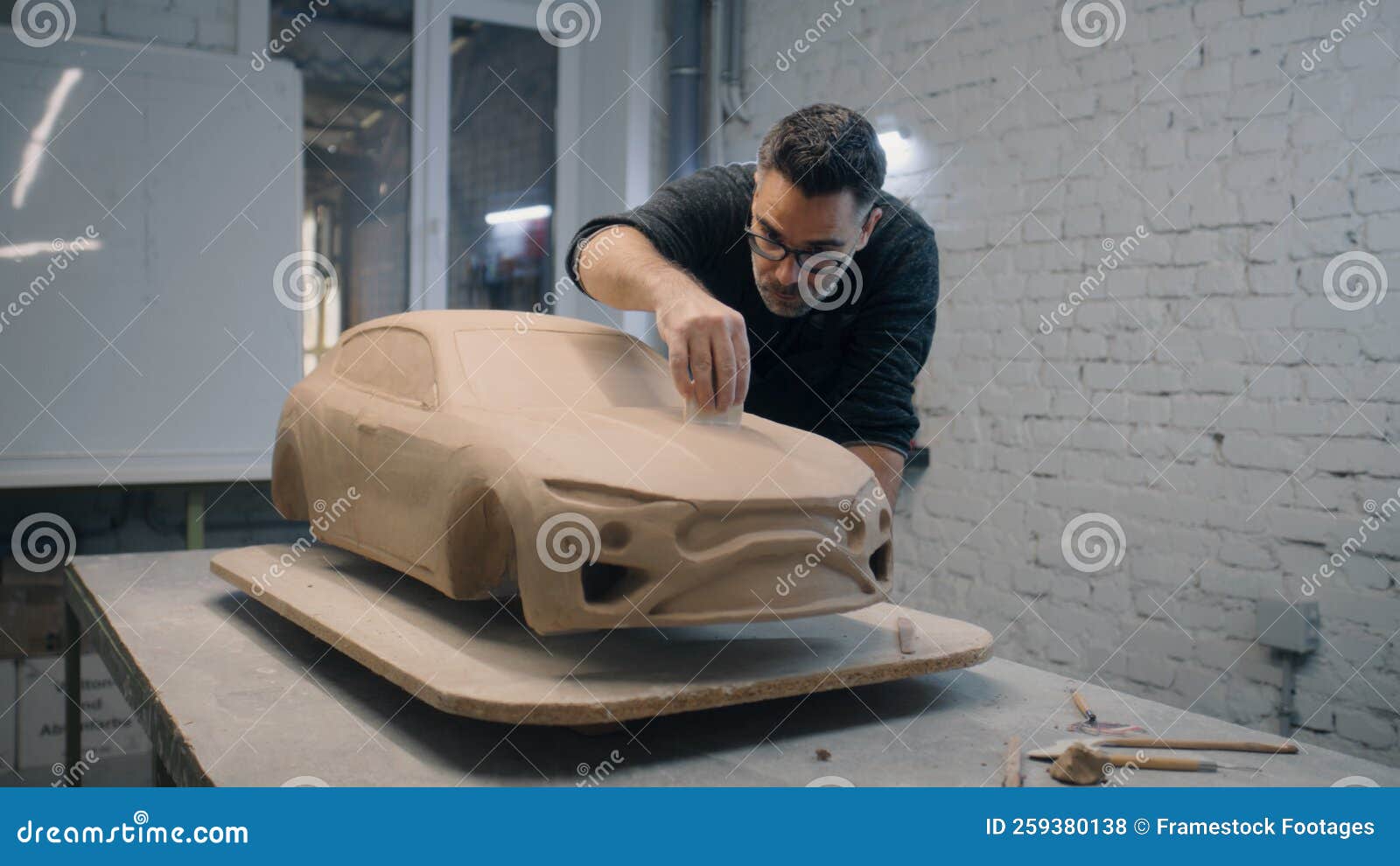 Automotive Designer Sculpts the Prototype Model of the Car Using ...