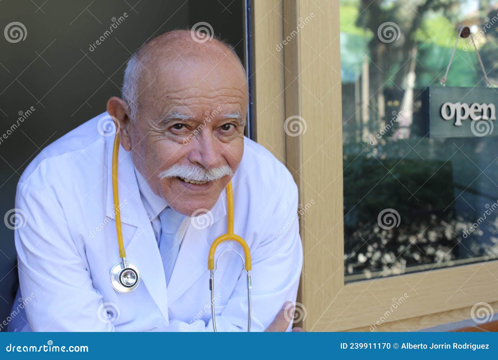 Senior Bald Doctor with a Mustache Stock Photo - Image of mustache ...