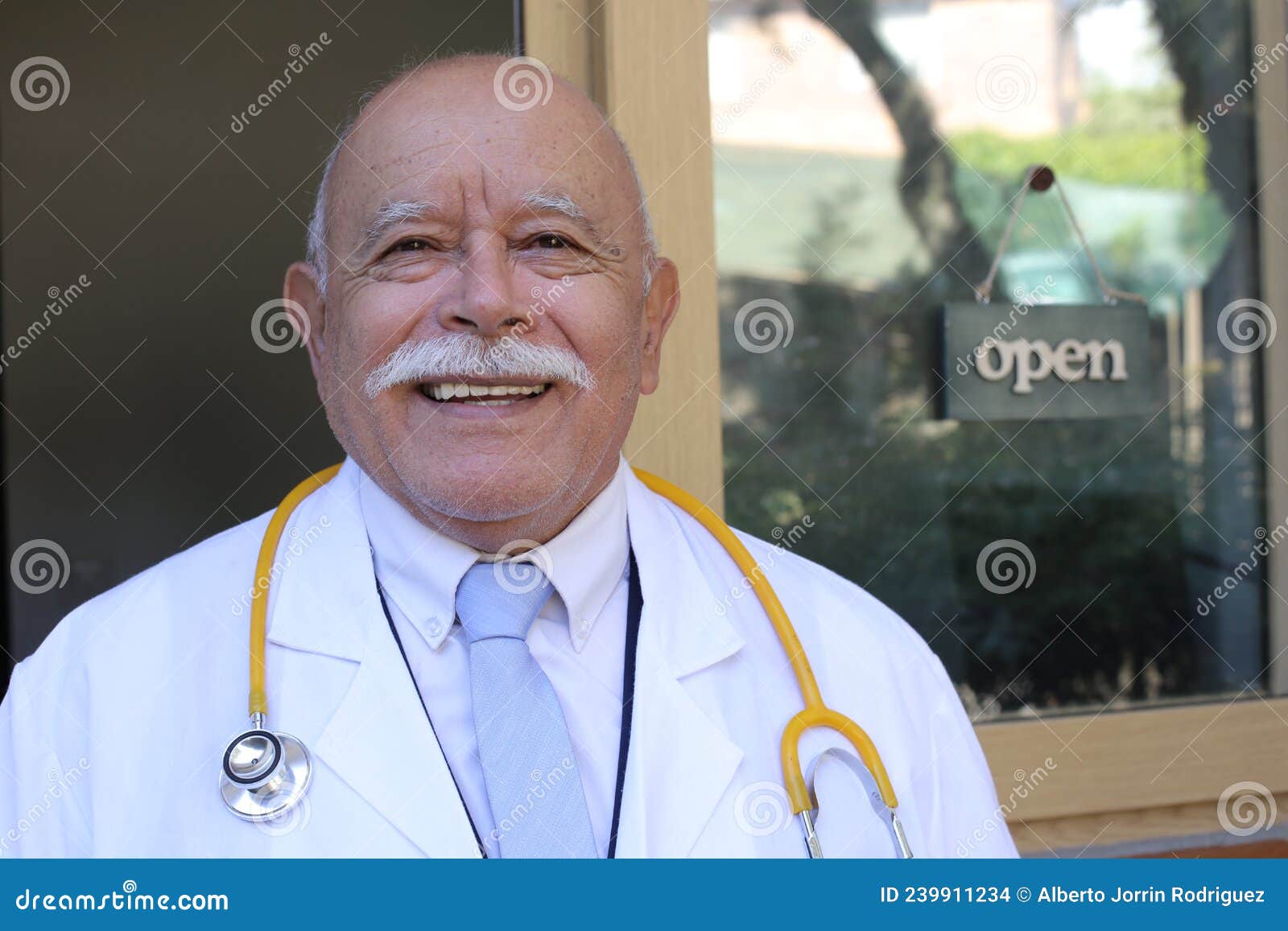 Senior Bald Doctor with a Mustache Stock Photo - Image of head ...