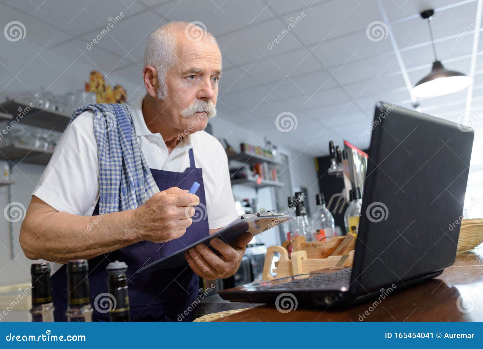 Senior barman at work stock image. Image of person, serve - 165454041