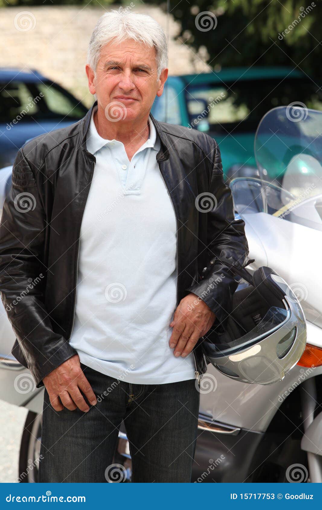 Senior biker stock image. Image of security, standing - 15717753