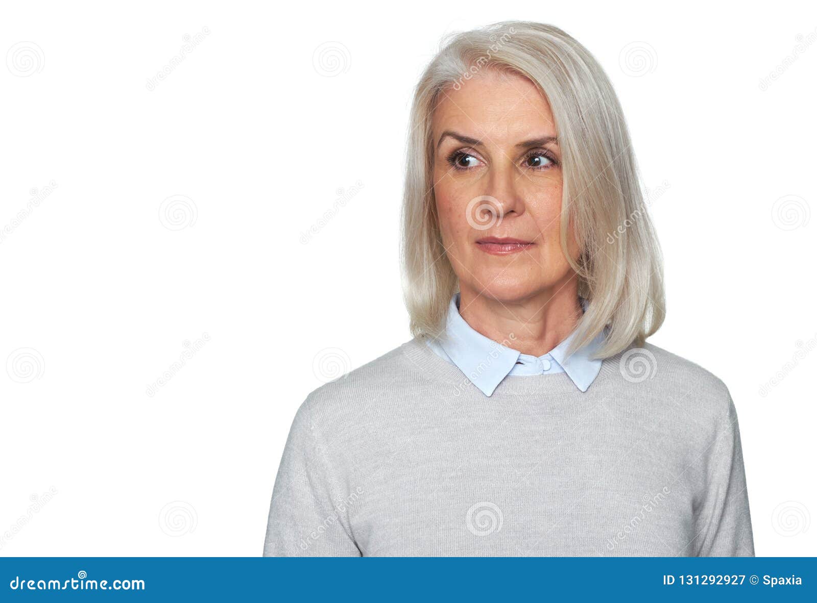 Senior Blonde Woman Looking Away. Isolated Stock Image - Image of ... Senior Blonde Woman Looking Away. Isolated Stock Image - Image of ...