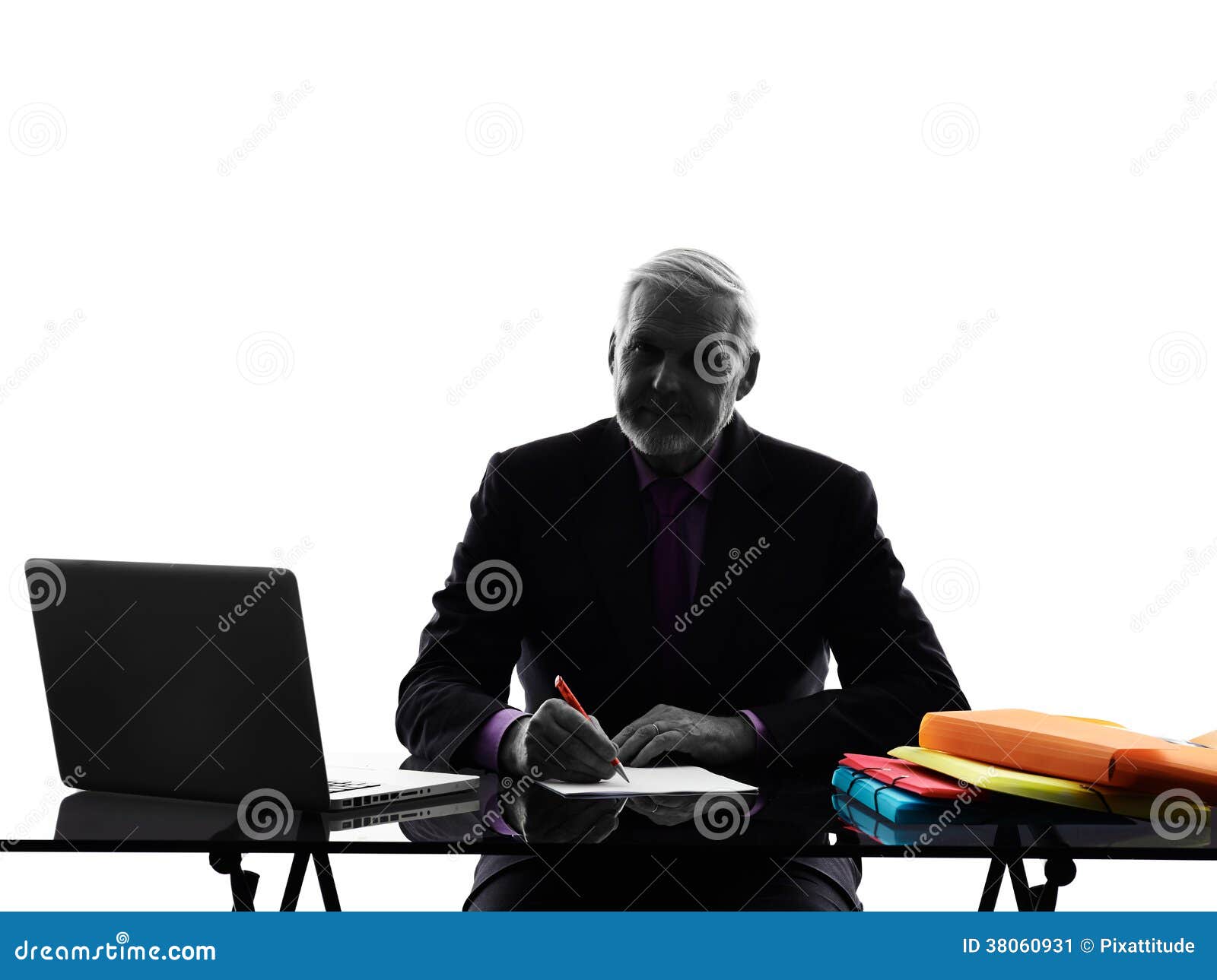 Senior Business Man Busy Working Silhouette Stock Image - Image of ...