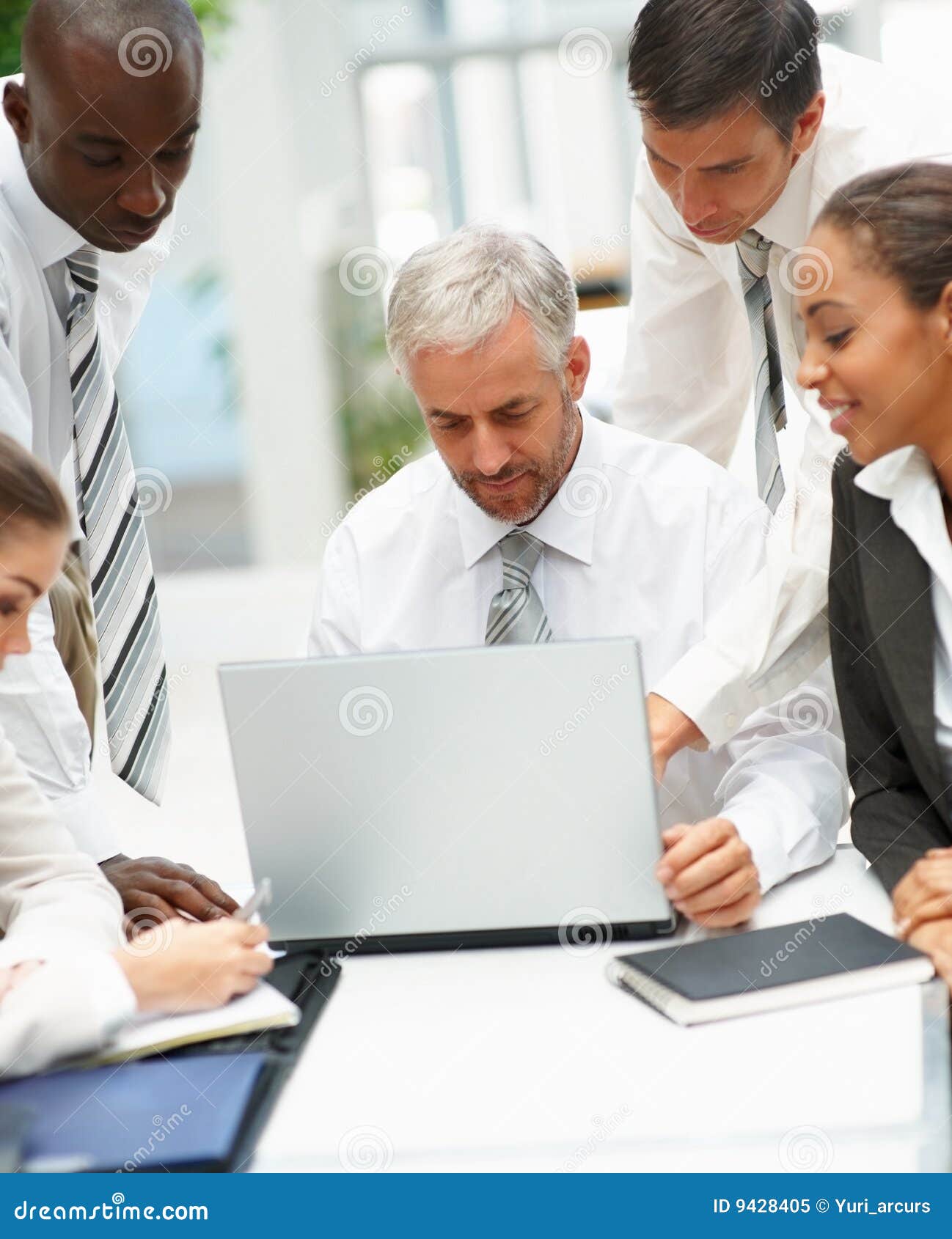 Senior Business Man with a Group of Colleagues Stock Image - Image of ...