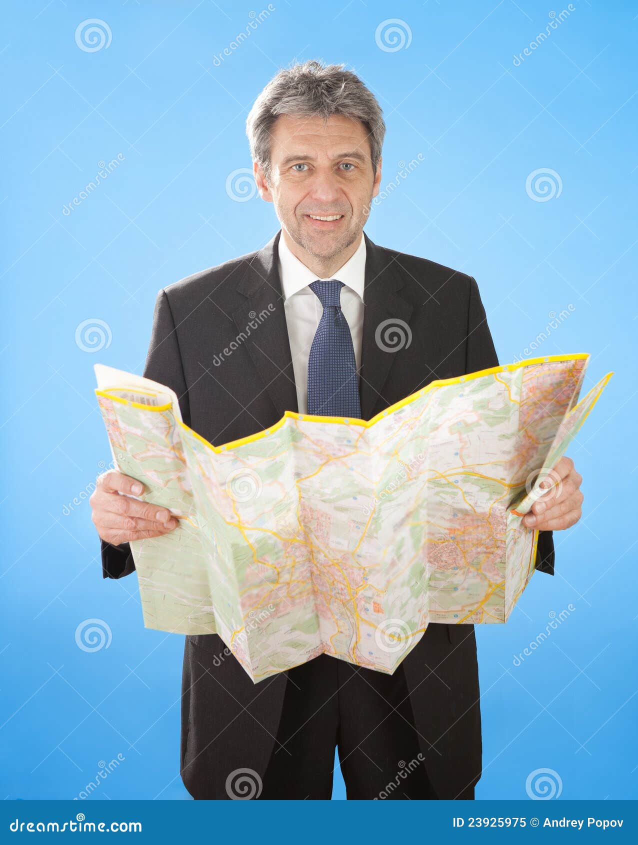 Senior Business Man Looking into Map Stock Image - Image of formal ...