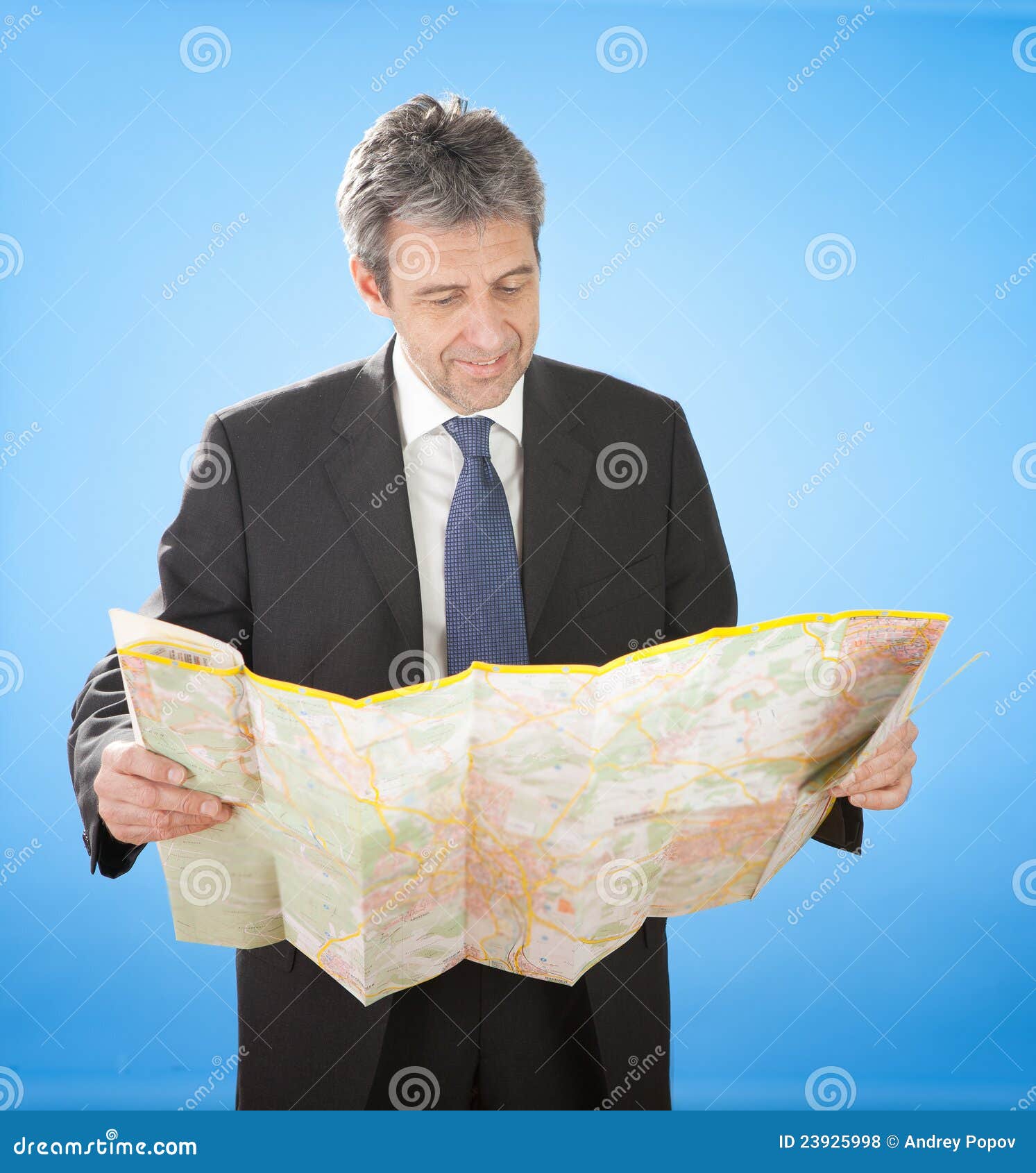 Senior Business Man Looking into Map Stock Photo - Image of beautiful ...