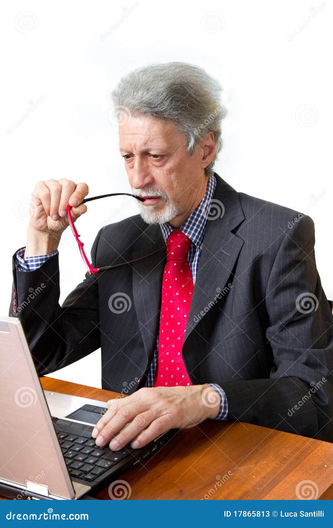 Senior Business Man with Pc Stock Image - Image of people, formal: 17865813