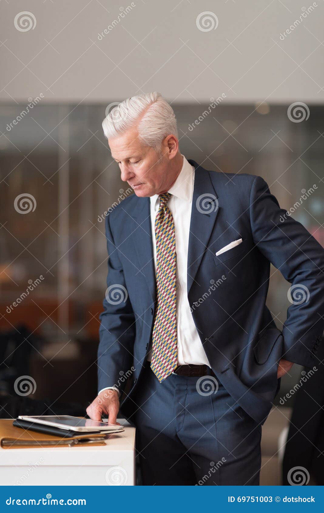 Senior Business Man Reading Reports Stock Image - Image of project ...