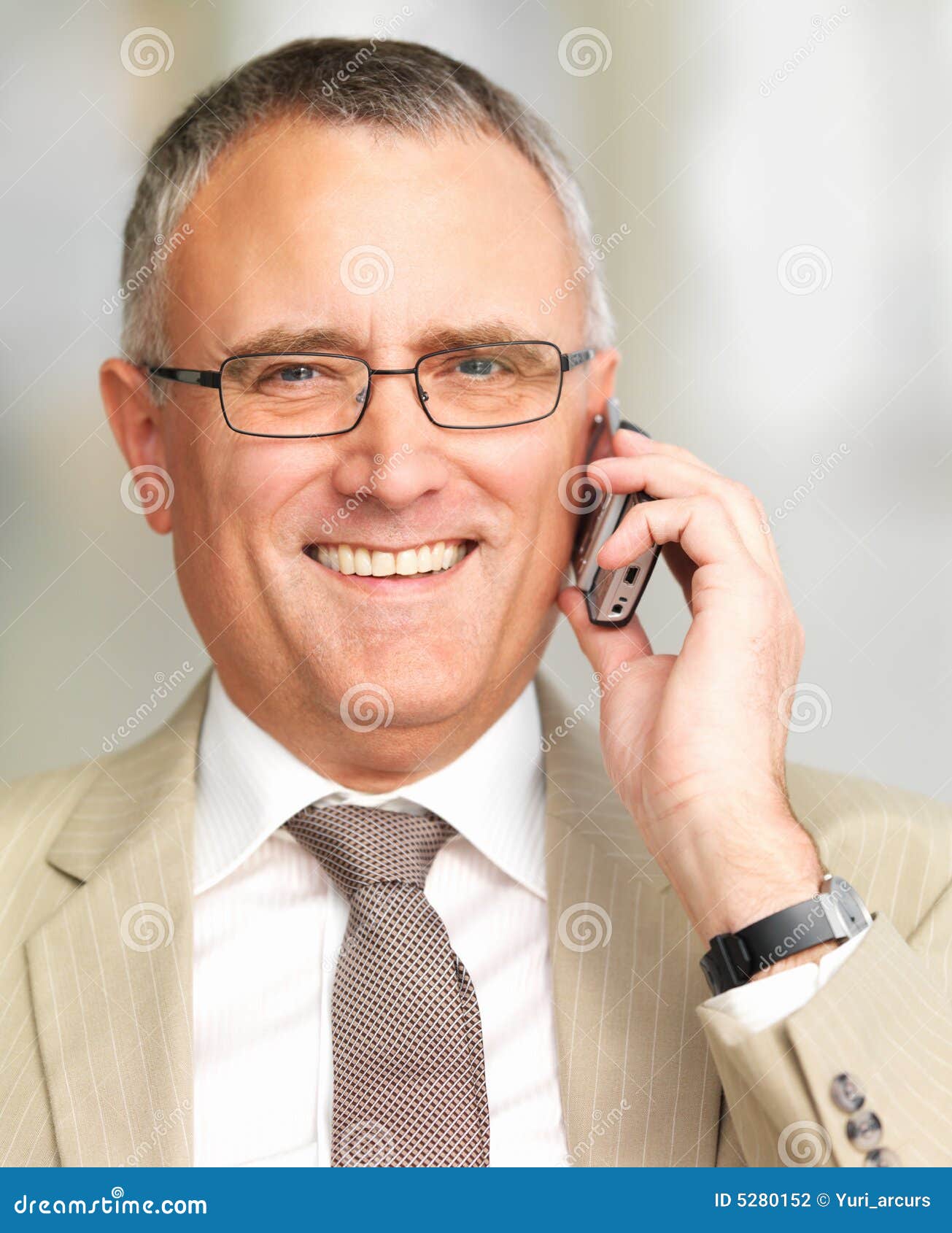 Senior Business Man Talking on Cell Phone Stock Photo - Image of ...