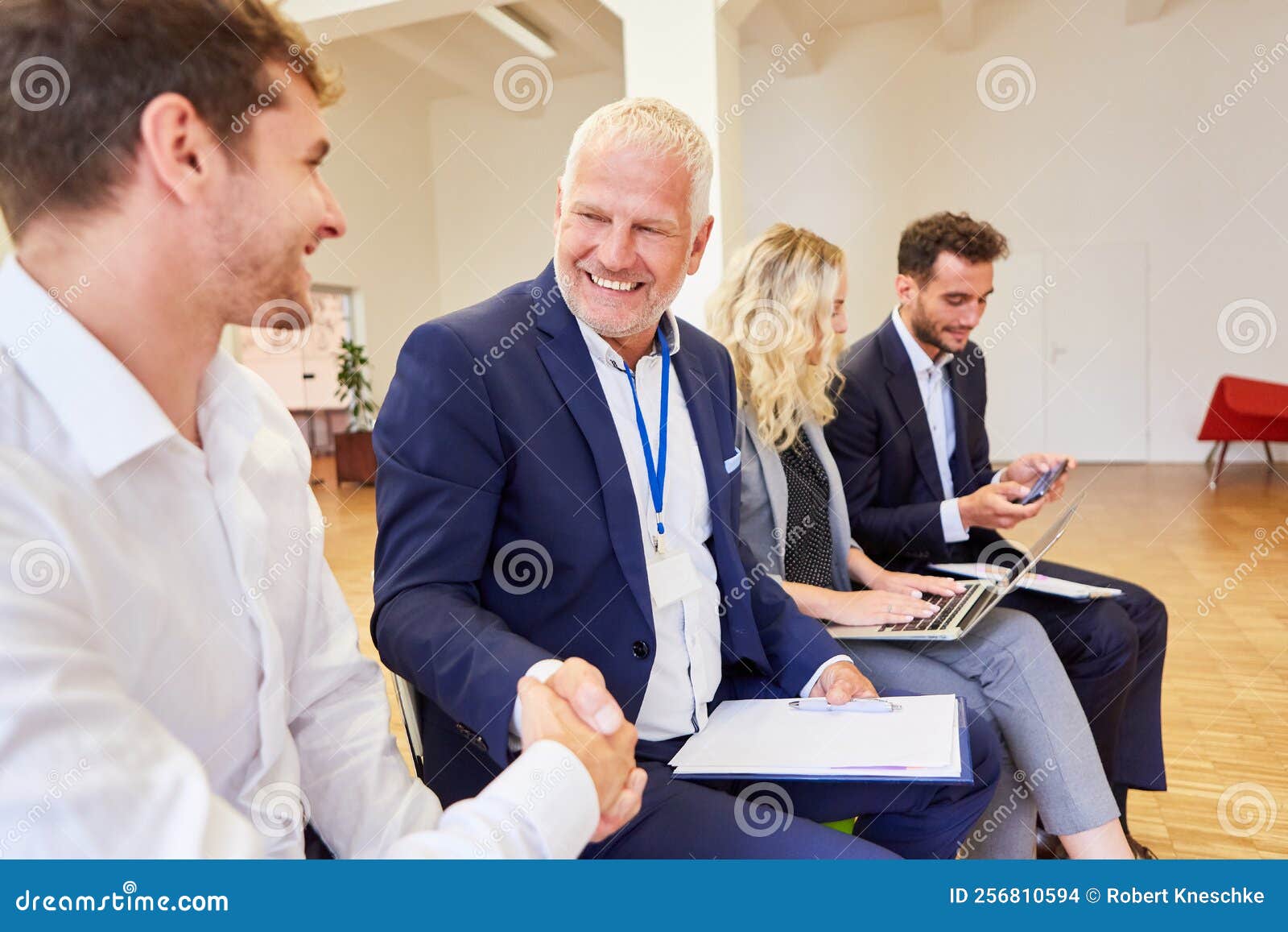 Senior Business Man and Trainee Doing Shakehands Stock Photo - Image of ...