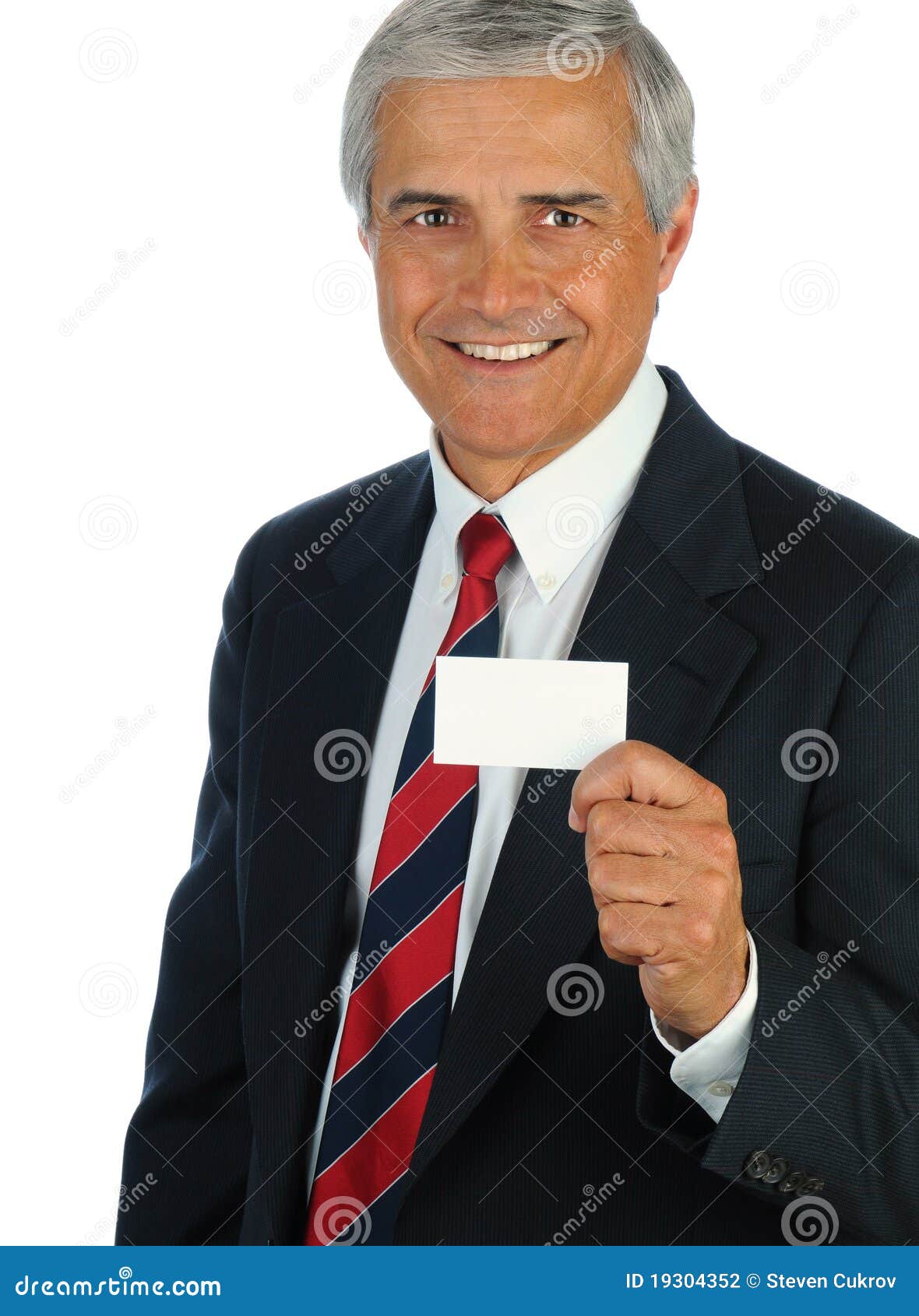 Senior Businessman with Business Card Stock Photo - Image of caucasian ...