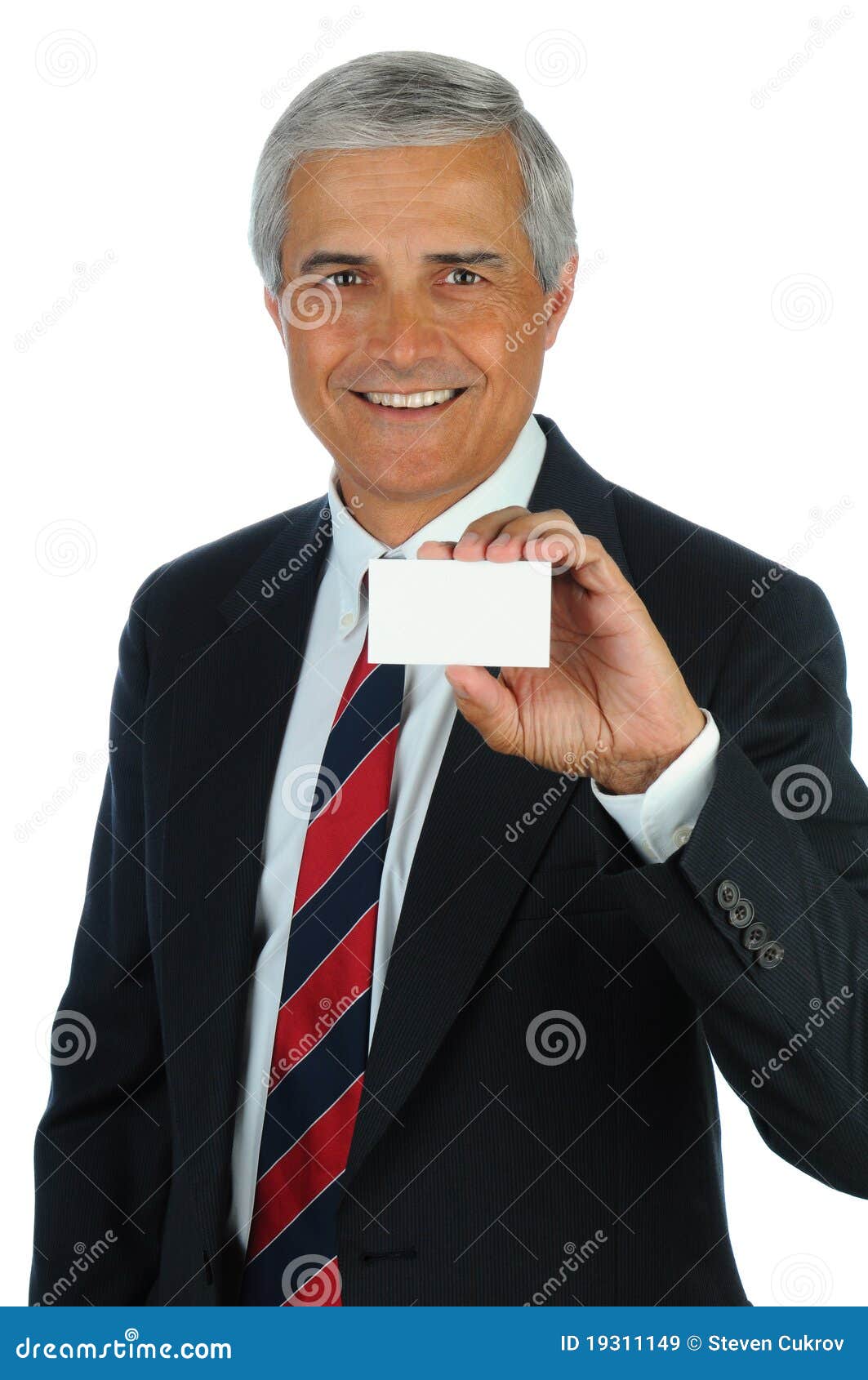 Senior Businessman with Business Card Stock Image - Image of isolated ...