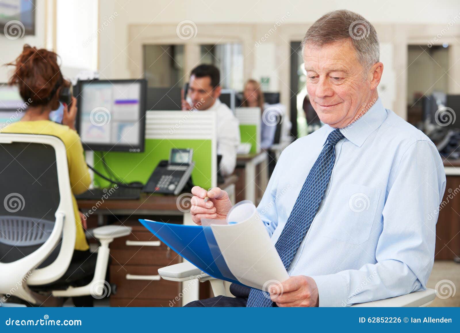 Senior Businessman in Busy Modern Office Stock Photo - Image of busy ...