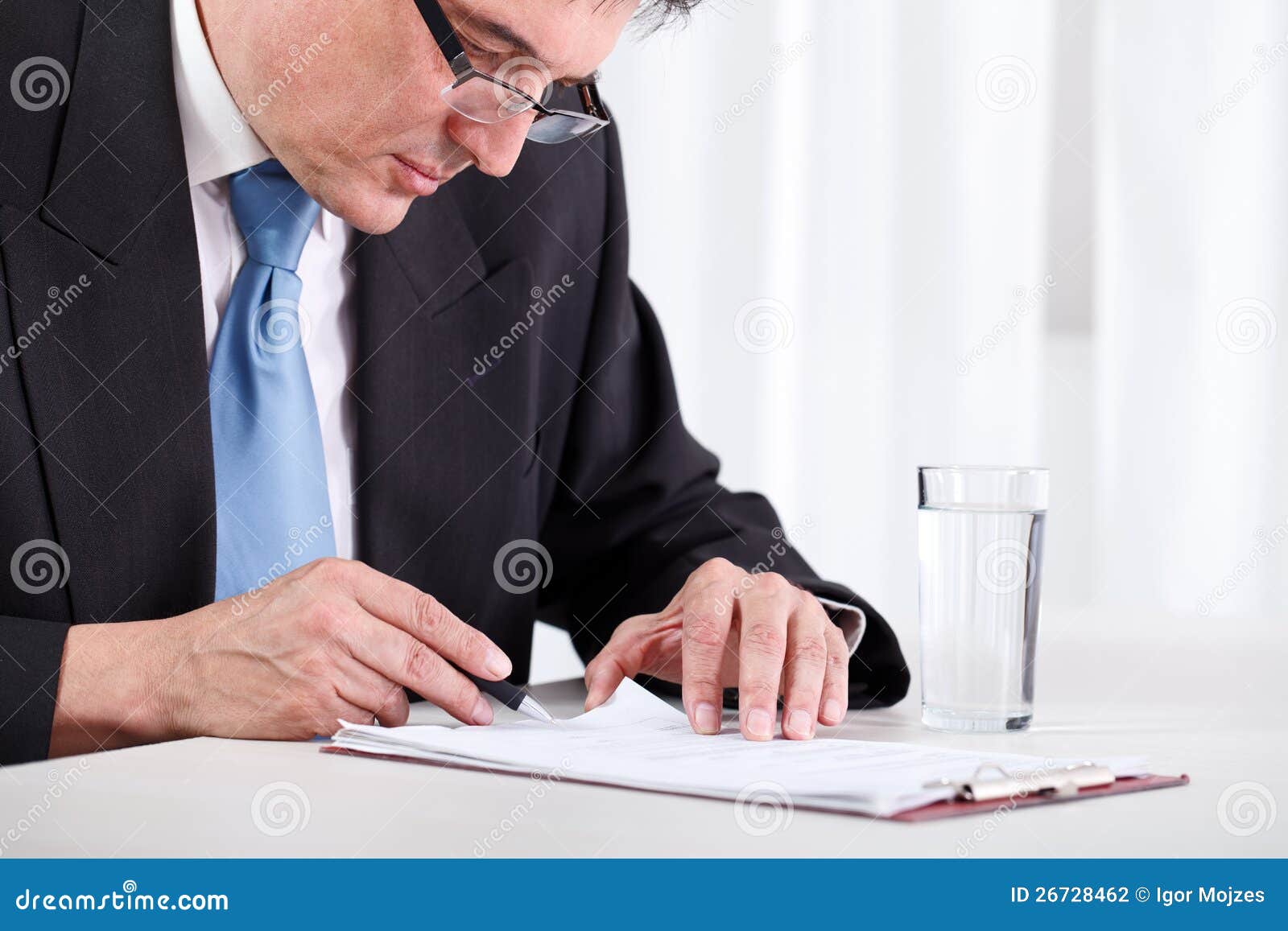 Senior Businessman Checking Contract Stock Photo - Image of business ...