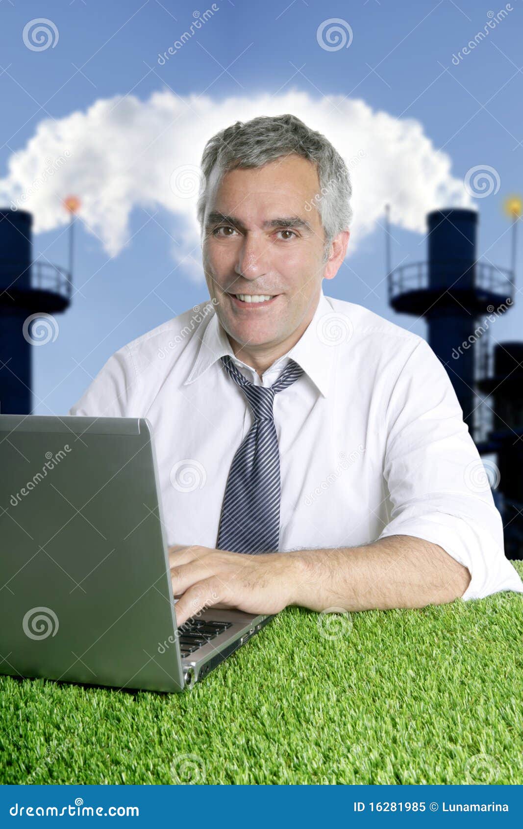 Senior Businessman Grass Smog Pollution Stock Image - Image of elegant ...