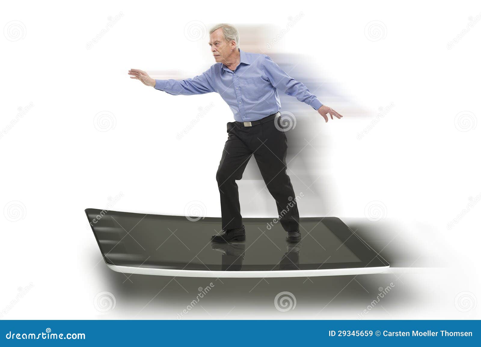 Senior Businessman Keeping Balance on a PC Tablet Stock Image - Image ...