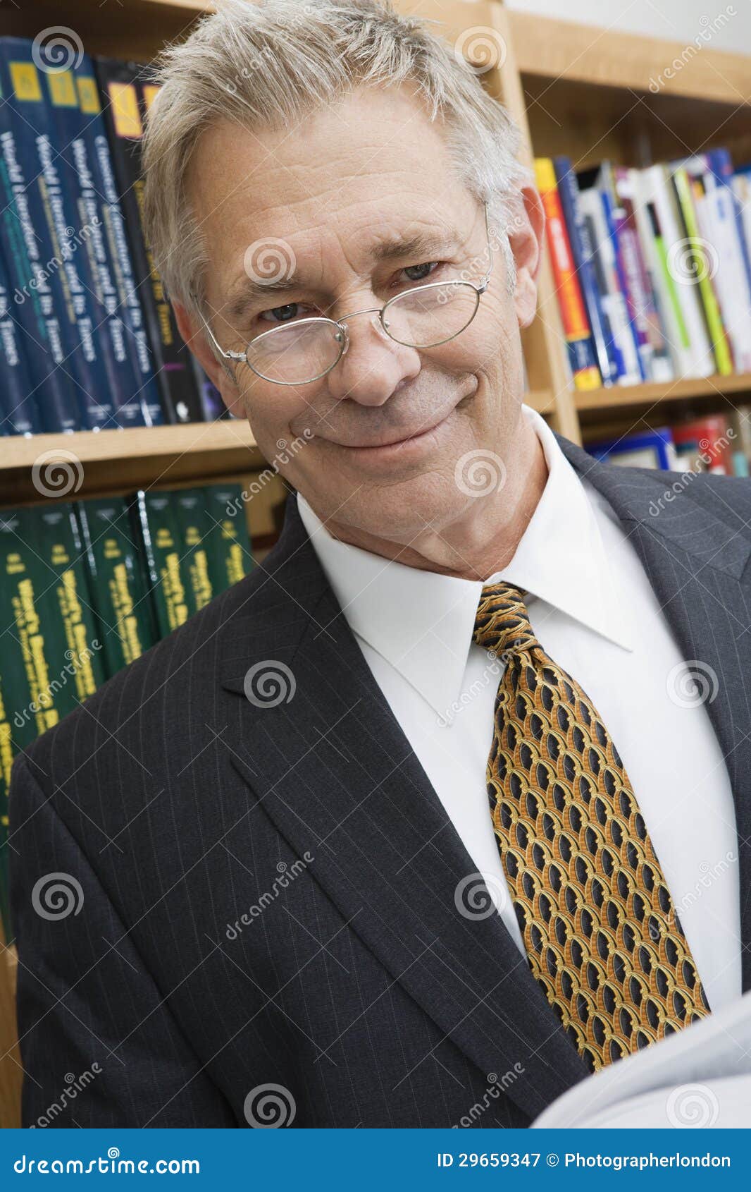 Senior Businessman in Library Stock Image - Image of eyewear, knowledge ...