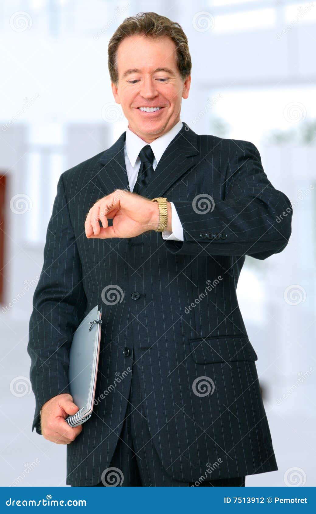 Senior Businessman Looking at His Watch Stock Photo - Image of check ...