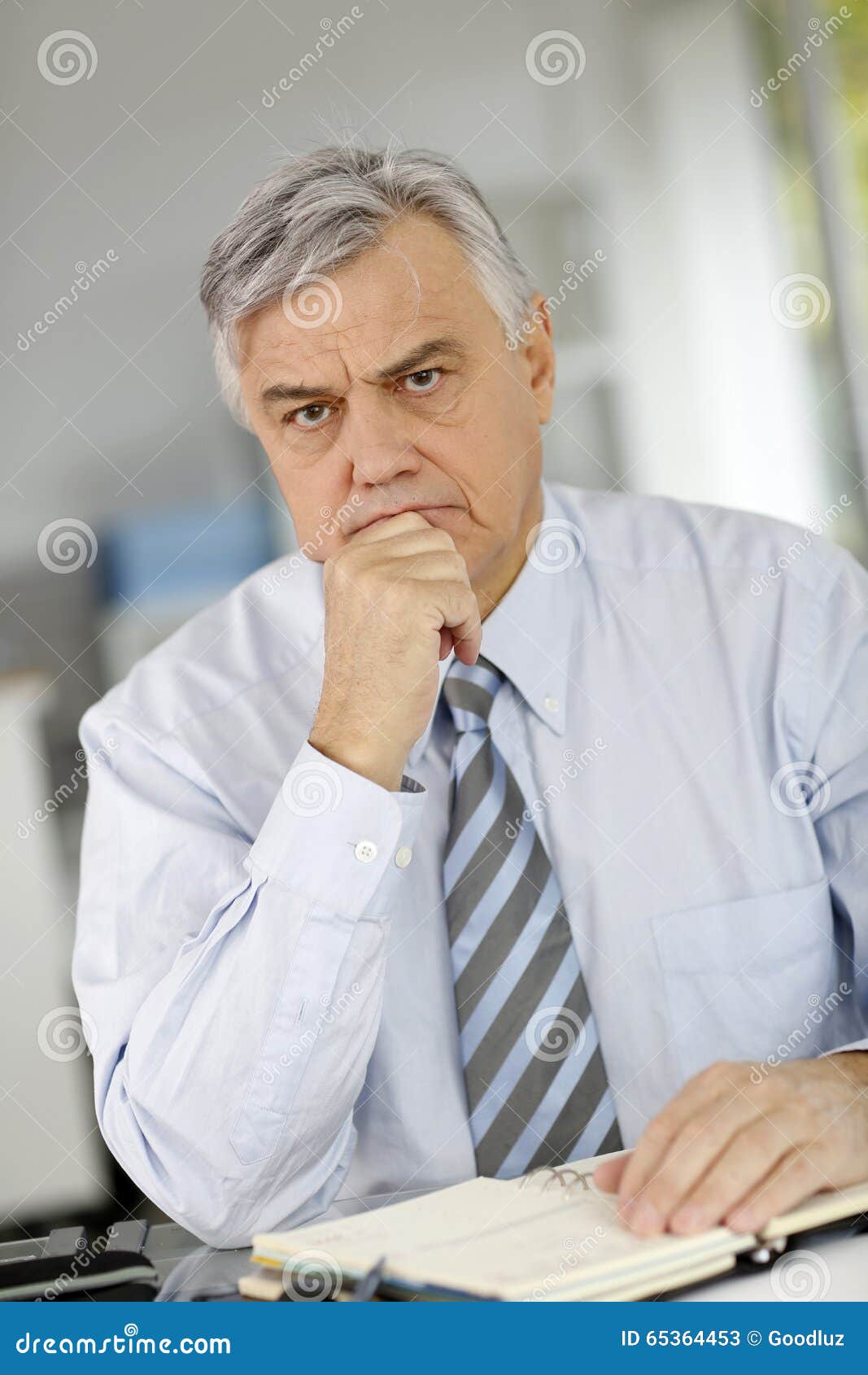 Senior Businessman at Office Being Serious Stock Image - Image of ...