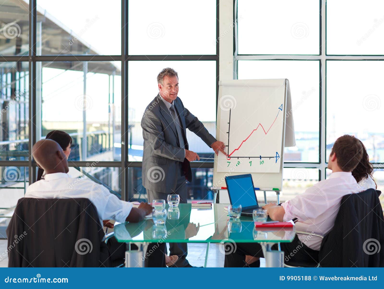Senior Businessman Reporting To Graphs Stock Photo - Image of meeting ...