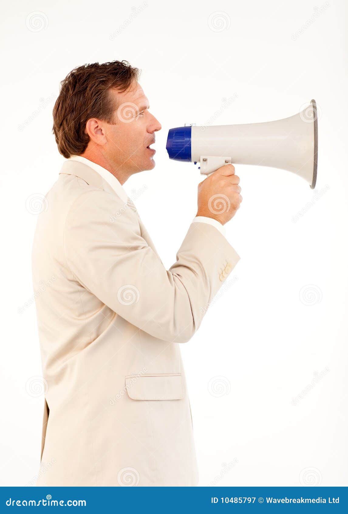 Senior Businessman Speaking through a Megaphone Stock Image - Image of ...