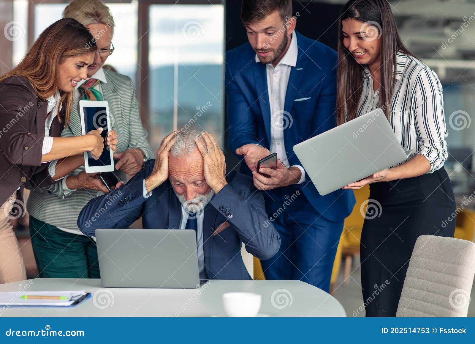 Senior Businessman Stressed Out at Work in Office Stock Image - Image ...