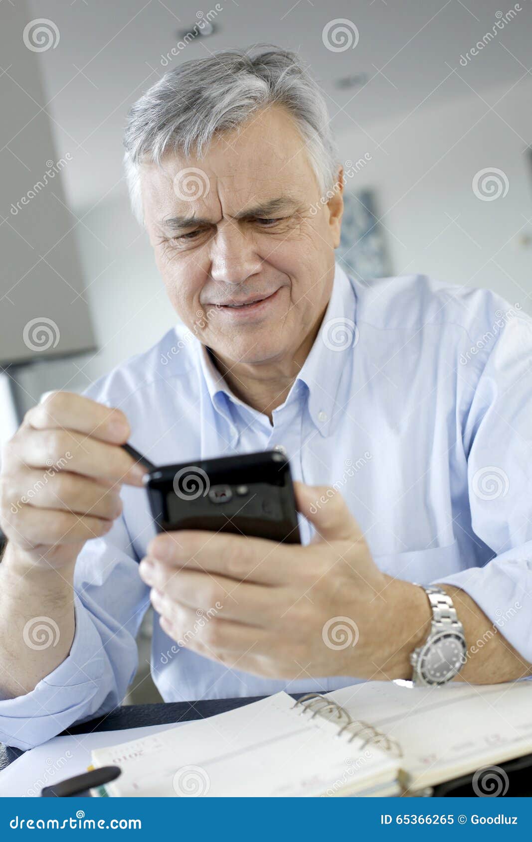 Senior Businessman Using Smartphone Stock Image - Image of senior ...