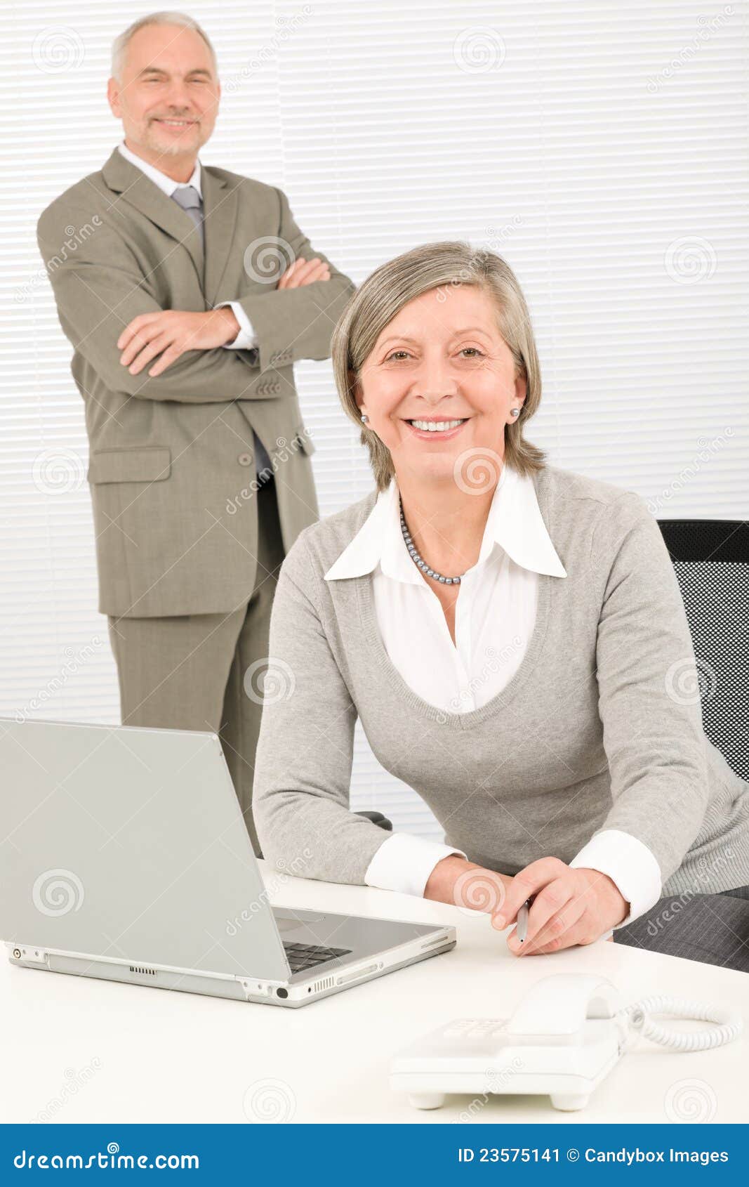 Senior Businesspeople in Office Work on Computer Stock Image - Image of ...