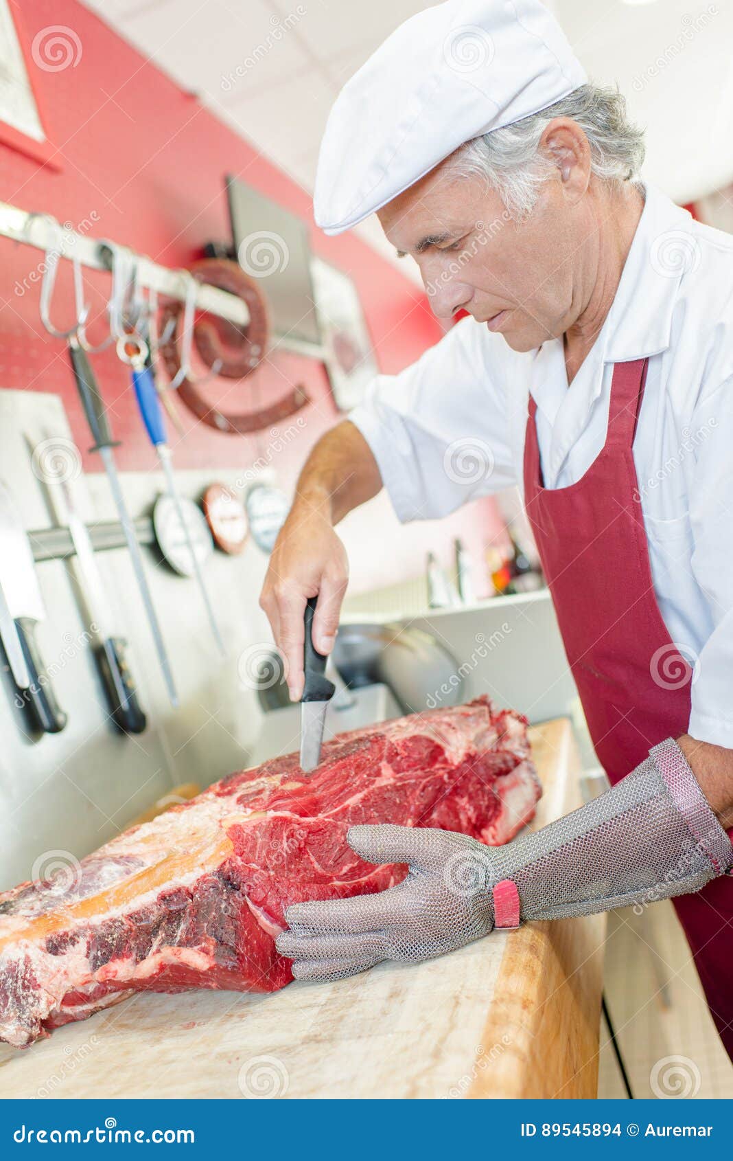Senior Butcher Has Lots Experience Stock Photo - Image of tender ...